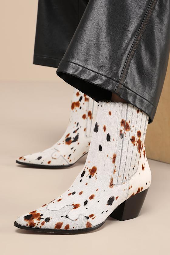 Matisse Collins - White Multi Speckle Boots - Western Ankle Boots - Lulus