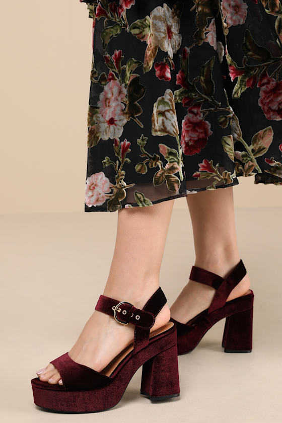 DV by Dolce Vita Wayward - Burgundy Velvet Heels - Platform Heels - Lulus