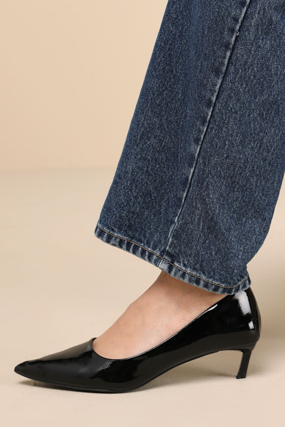 Black Patent Leather Pumps Kitten Heel Pumps Black Pumps Lulus