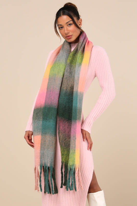 Green Multi Plaid Oversized Scarf - Blanket Scarf - Plaid Scarf - Lulus