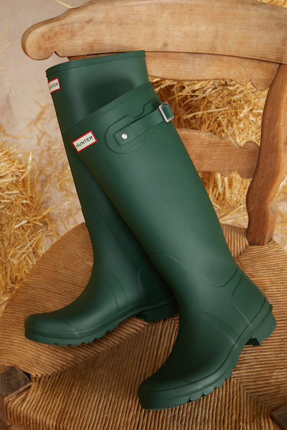 Hunter Original Tall - Hunter Green Rain Boots - Tall Rain Boots - Lulus