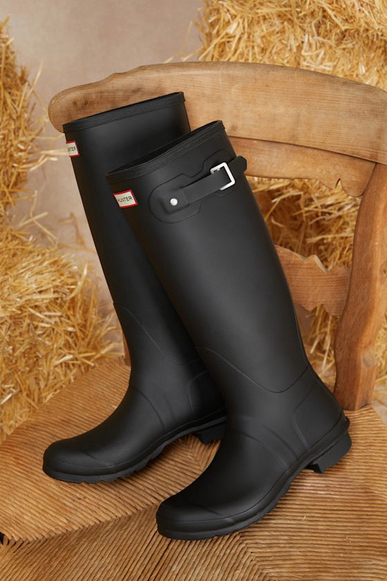Hunter Original Tall - Black Matte Rain Boots - Tall Rain Boots - Lulus