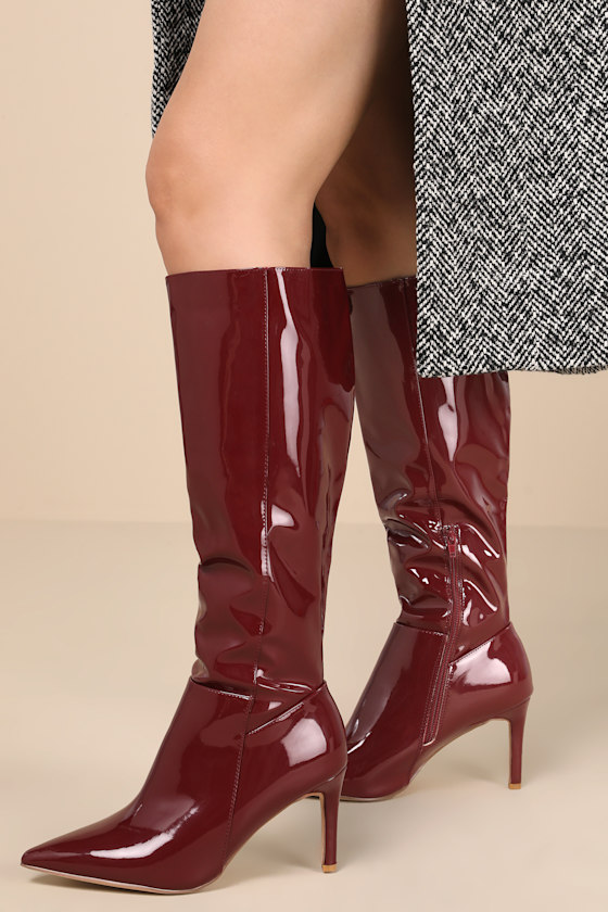 Red Patent Boots - Red Knee-High Boots - Patent Leather Boots - Lulus