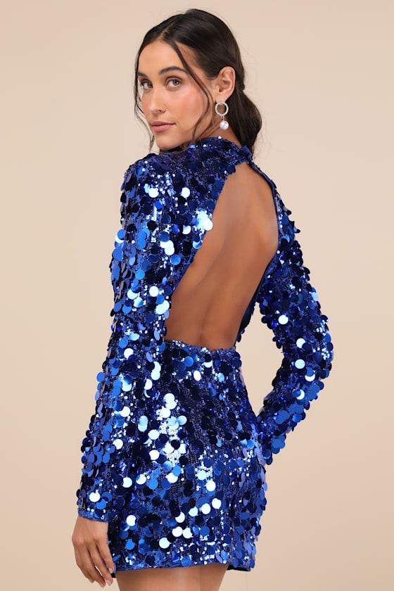 Royal Blue Sequin Dress Sequin Mini Dress Backless Mini Dress Lulus