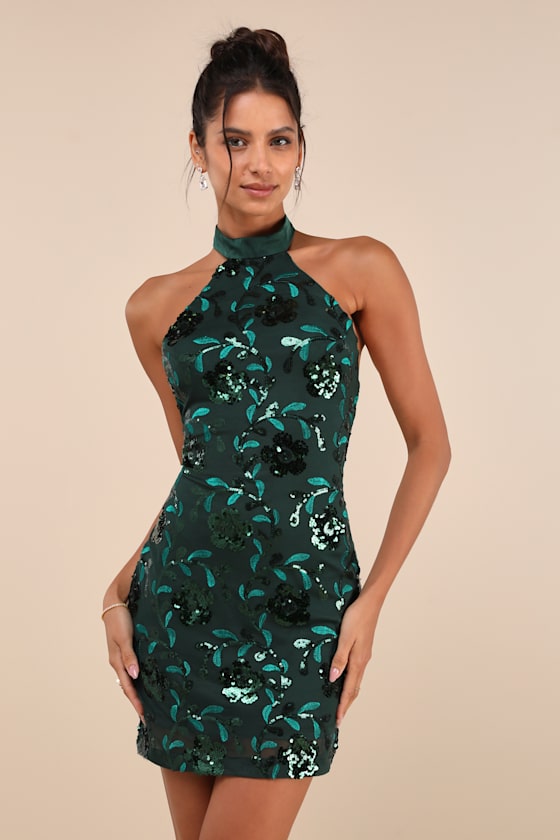 Emerald Green Dress - Sequin Mini Dress - Backless Mini Dress - Lulus