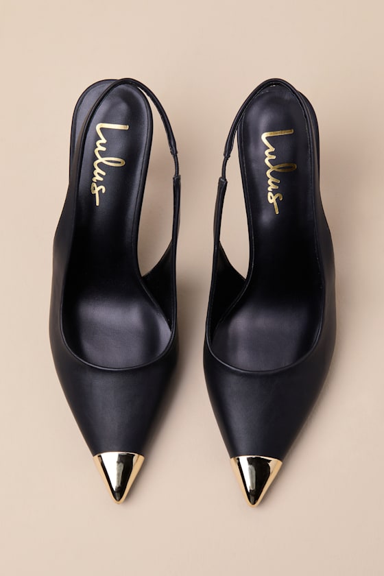 Black Slingback Pumps - Pointed-Toe Pumps - Chic Toe Cap Pumps - Lulus