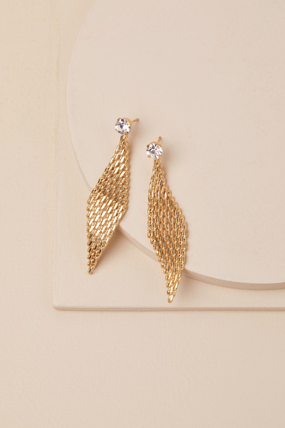 Gold Mesh Earrings - Gold Statement Earrings - Drop Earrings - Lulus