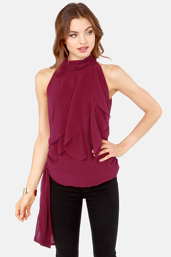 Cute Wine Red Top - Sleeveless Top - Ruffle Top - $38.00 - Lulus