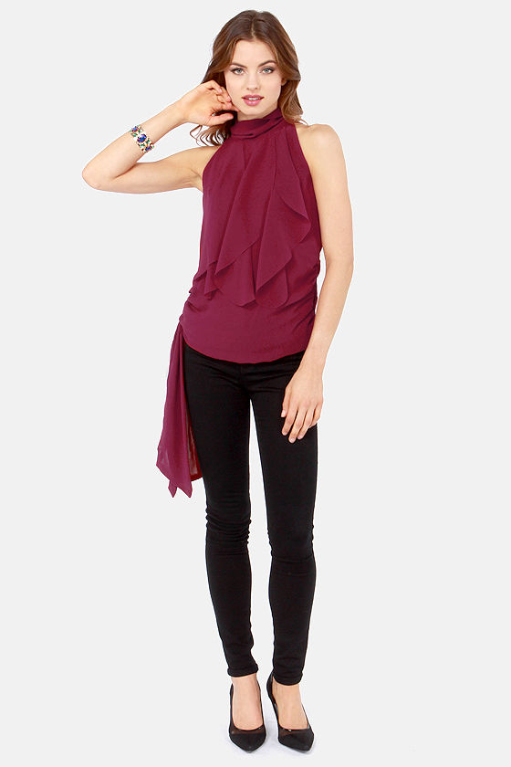 Cute Wine Red Top - Sleeveless Top - Ruffle Top - $38.00 - Lulus