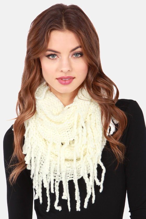Pretty Ivory Scarf - Knit Scarf - Infinity Scarf - Circle Scarf - $12. ...