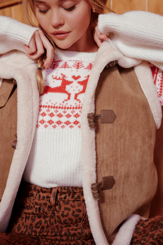 Tan Shearling Vest - Faux Shearling Vest - Toggle Vest - Fur Vest - Lulus