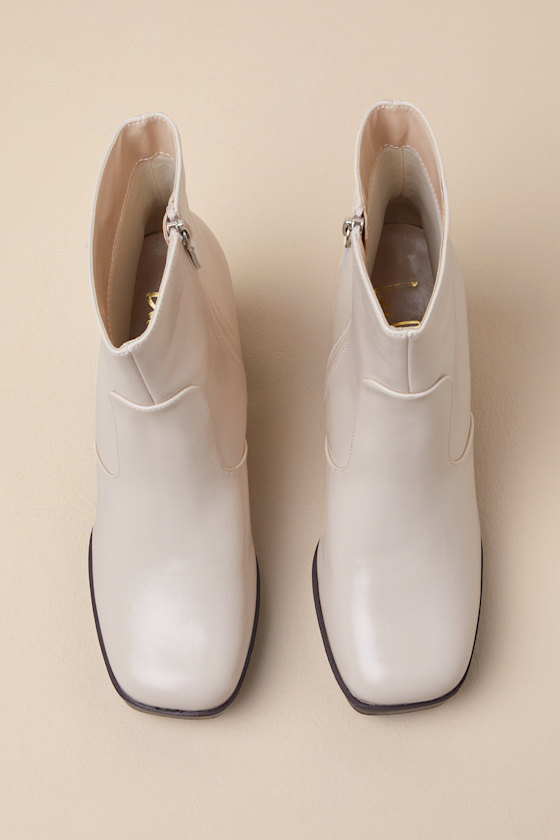 Bone Ankle Boots - Faux Leather Boots - Bone Boots - Boots - Lulus