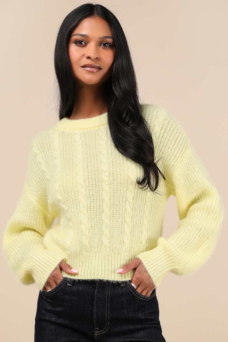 Bright Yellow Knit Sweater Polo Ralph Lauren | Cable Knit Cardigan