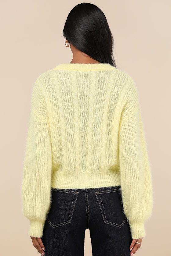 Bright Yellow Sweater - Cable Knit Sweater - Pullover Sweater - Lulus