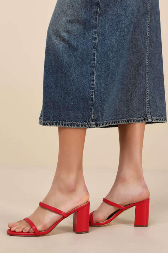 Red Sandals - High Heel Sandals - Strappy Block Heels - Sandals - Lulus