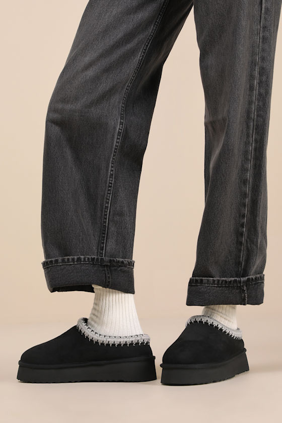 Steve Madden Selena-M - Black Flatform Slippers - Fur Slippers - Lulus