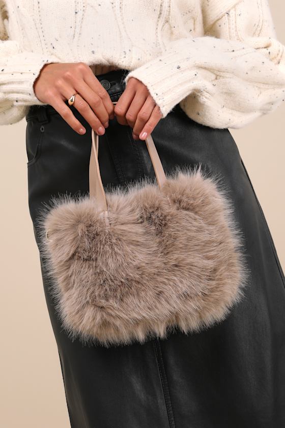 Taupe Faux Fur Handbag - Faux Fur Handbag - Taupe Bag - Cute Bag - Lulus