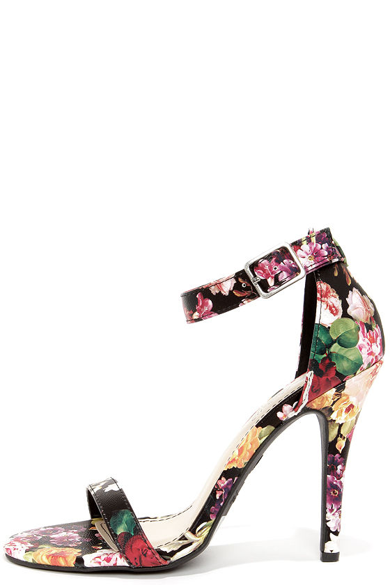 Sexy Single Strap Heels - Ankle Strap Heels - Floral Heels - $26.00 - Lulus