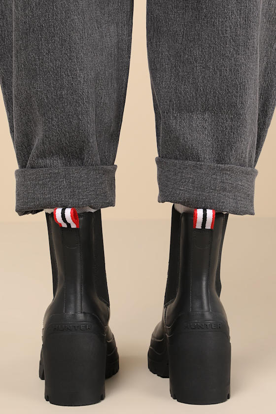 Hunter Miana - Black Waterproof Leather Boots - Platform Booties - Lulus