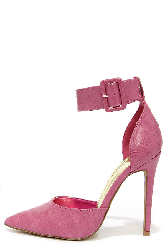 Pretty Fuchsia Heels - Pointed Pumps - Ankle Strap Heels - $34.00 - Lulus