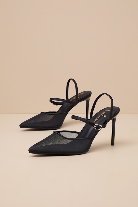 Black Mesh Pumps - Pointed-Toe Pumps - Black Stiletto Heels - Lulus