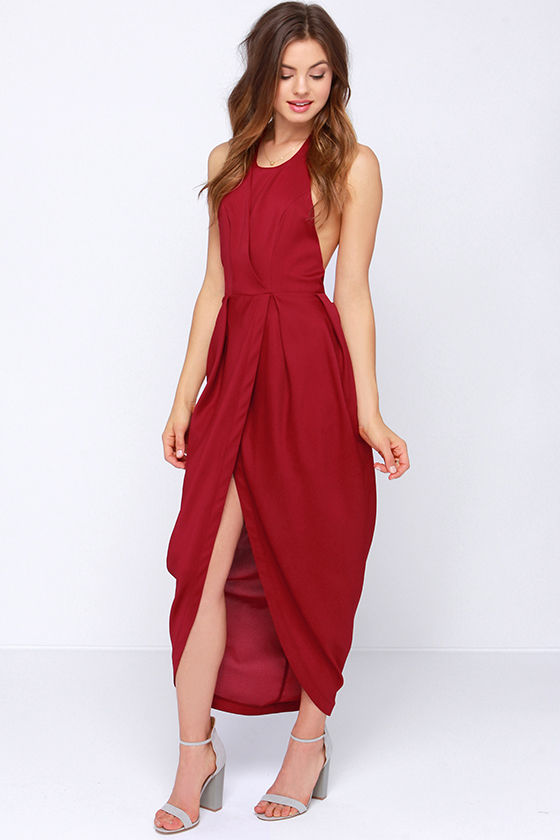Sexy Wine Red Dress Backless Dress Surplice Dress 48 00 Lulus