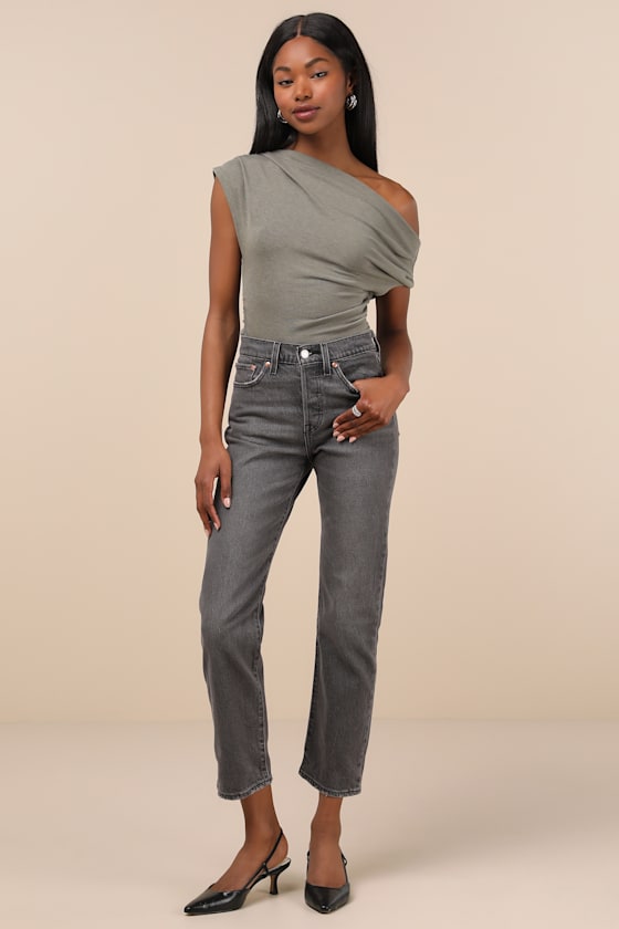 Levi's Wedgie Straight - Straight Jeans - Washed Black Jeans - Lulus