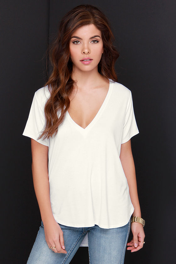 Cute Ivory Tee - V Neck Tee - Ivory Top - T-Shirt - $29.00 - Lulus