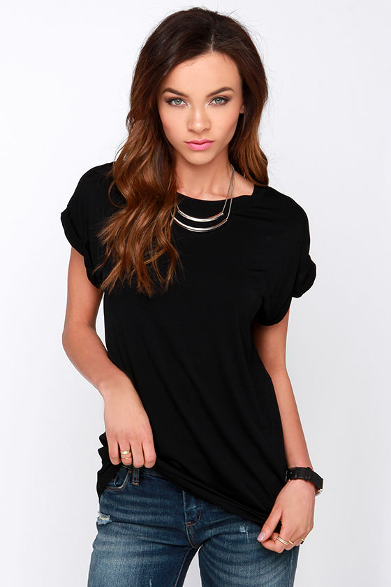 Cute Black Tee - Crew Neck Tee - Black Top - $34.00 - Lulus