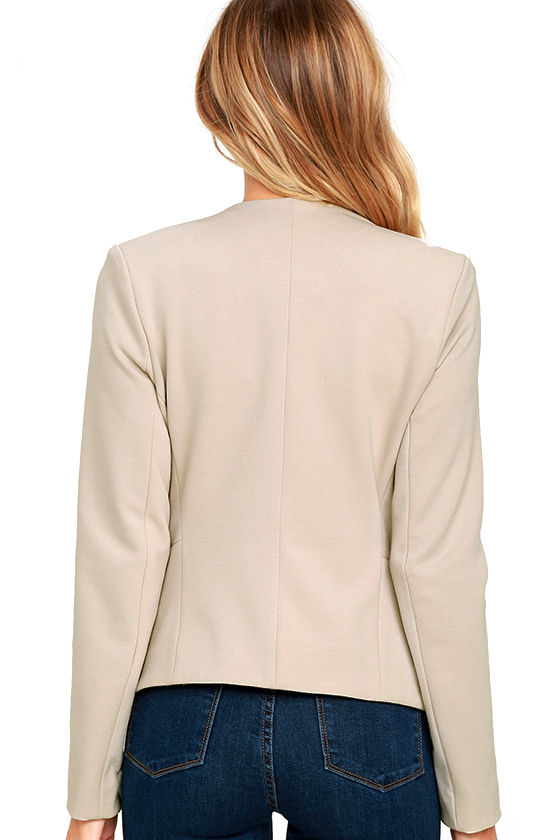 Chic Light Taupe Blazer - Cropped Blazer - Open Blazer - $79.00