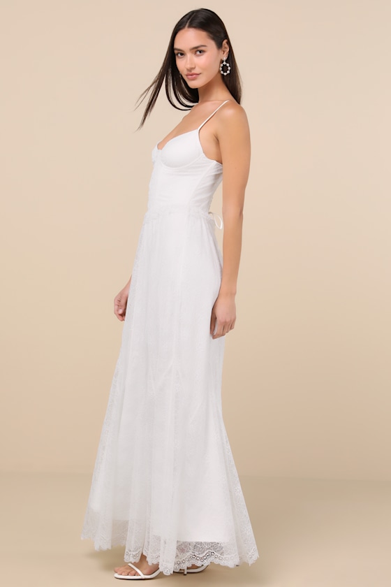 Lulus Bia White Lace Bustier Maxi Dress | ModeSens