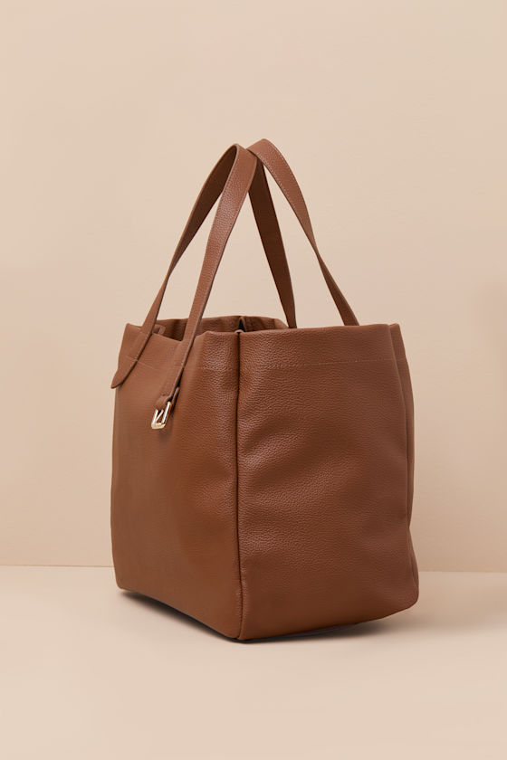 Lulus Toni Brown Vegan Leather Tote Bag | ModeSens