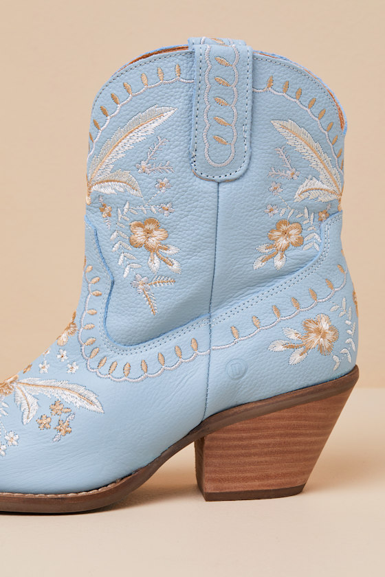 Dingo Primrose Blue Multi Embroidered Ankle-high Western Booties | ModeSens