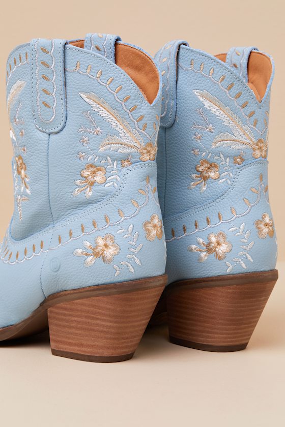 Dingo Primrose Blue Multi Embroidered Ankle-high Western Booties | ModeSens