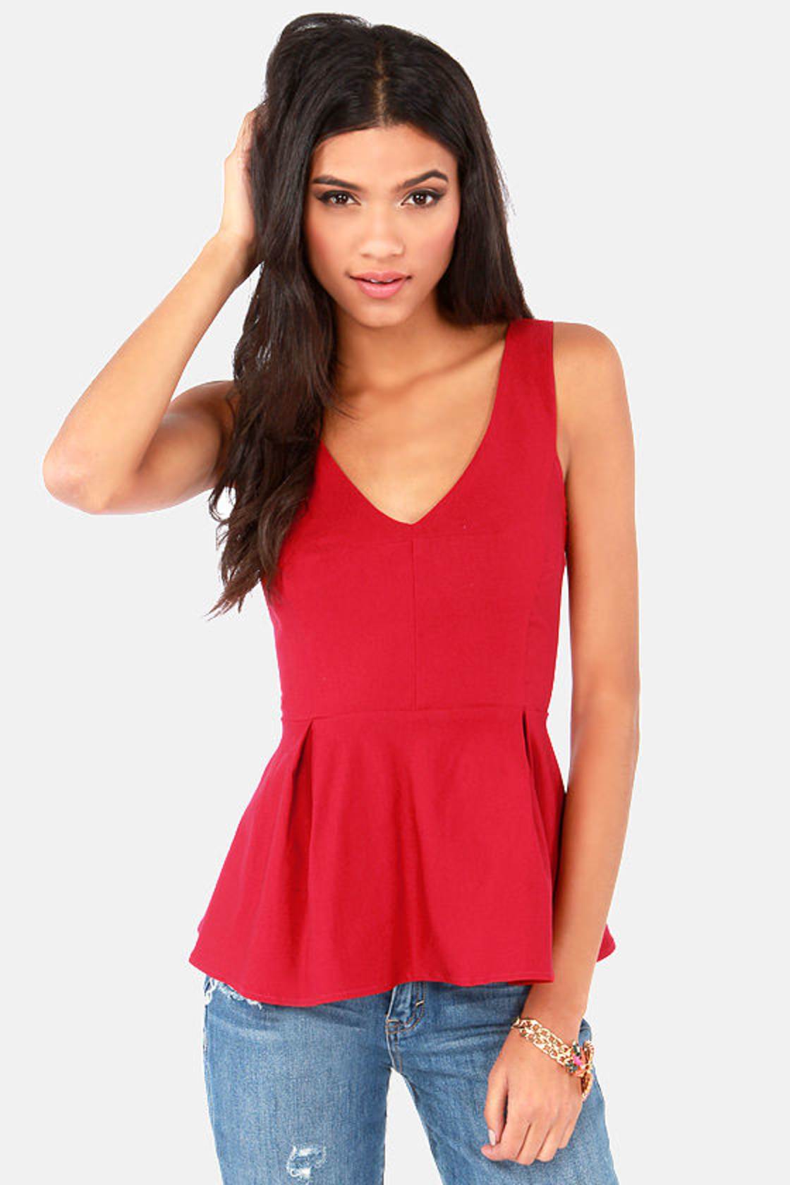 Cute Red Top - Tank Top - Cutout Top - Peplum Top - $34.00 - Lulus