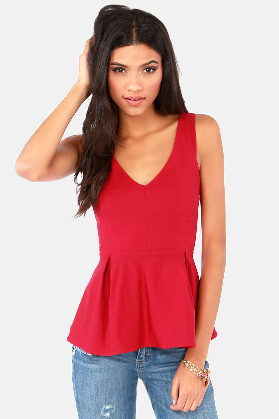 Cute Red Top - Tank Top - Cutout Top - Peplum Top - $34.00 - Lulus