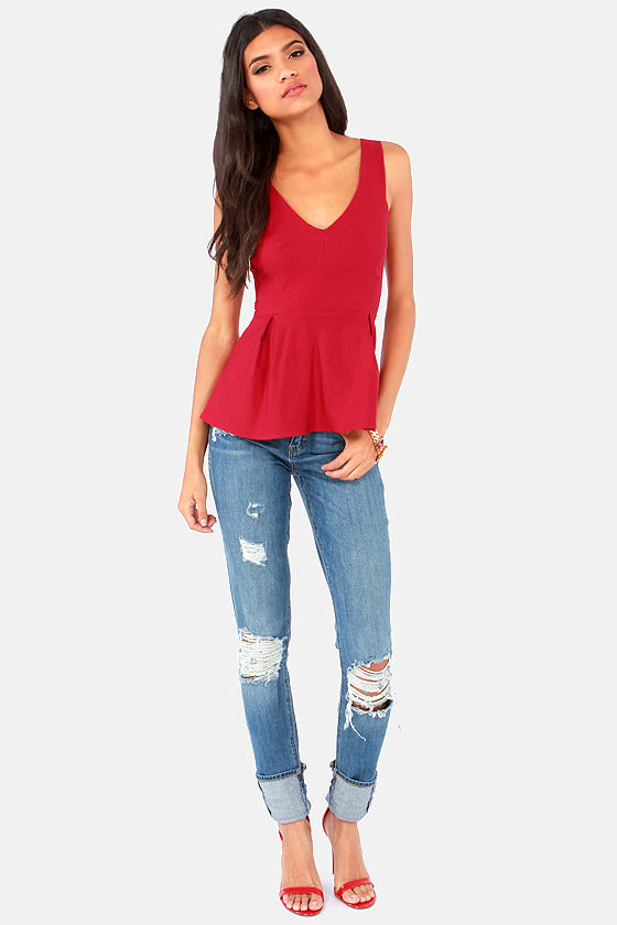 Cute Red Top - Tank Top - Cutout Top - Peplum Top - $34.00 - Lulus