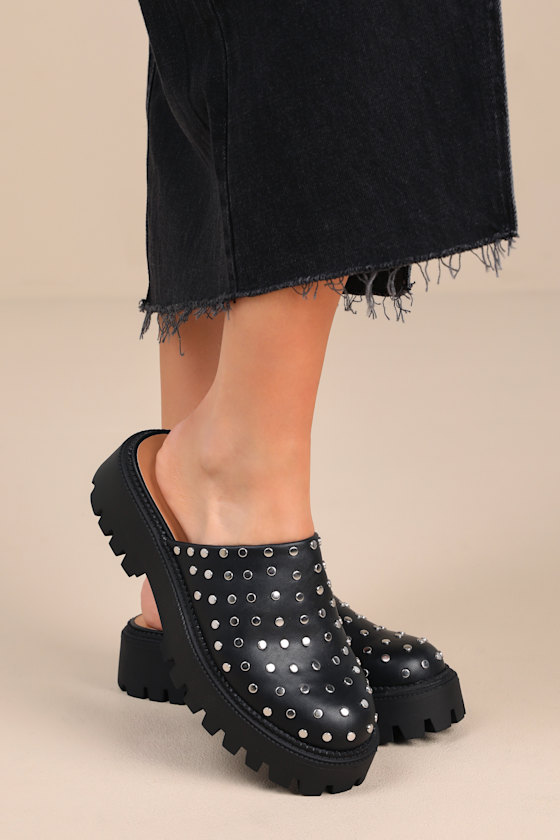 DV by Dolce Vita Lexy - Black Studded Clogs - Platform Clogs - Lulus