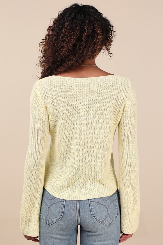 Light Yellow Cardigan - Loose Knit Sweater - Cardigan Sweater - Lulus