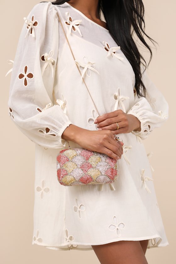 Multi Box Clutch - Beaded Box Clutch - Rhinestone Box Clutch - Lulus