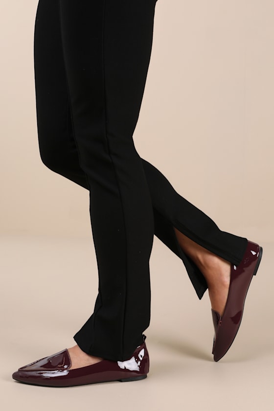 Bordeaux Loafers - Pointed-Toe Flats - Patent Leather Loafers - Lulus
