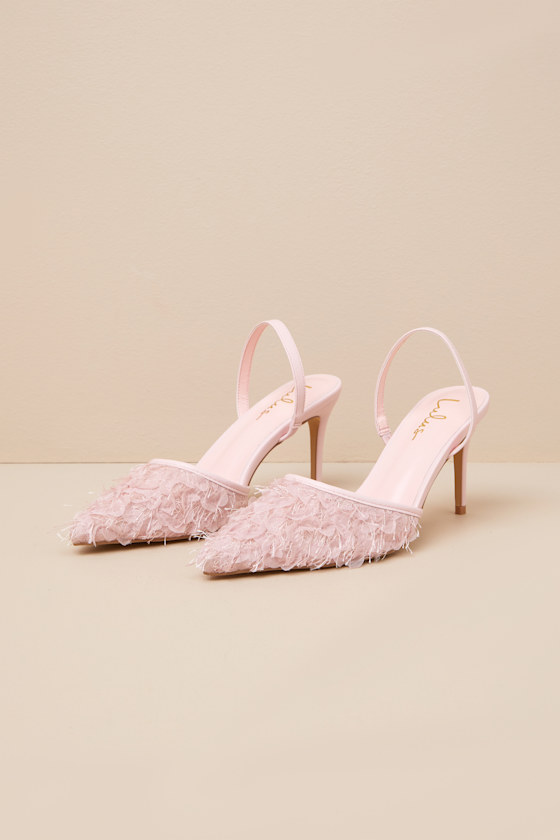 Blush Textured Pumps - Blush Slingback Pumps - Fluffy Pumps - Lulus