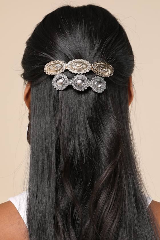 Gold and Silver Hair Clip Set - Conch Charm Clip - Hair Clip Set - Lulus