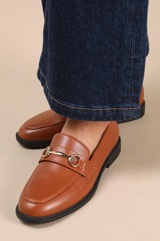 Chestnut Loafers - Horsebit Loafer Flats - Brown Loafer Flats - Lulus