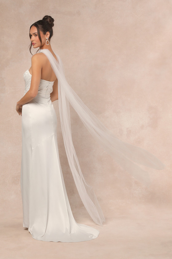 White Tulle Veil Scarf - Sheer White Scarf - Floor-Length Scarf - Lulus