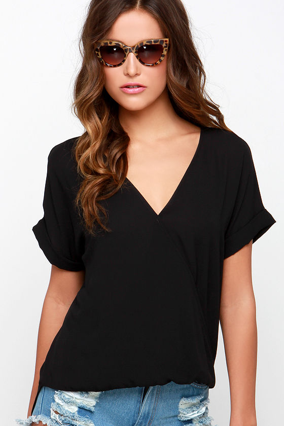 Chic Black Top - High Low Top - Surplice Top - $35.00 - Lulus