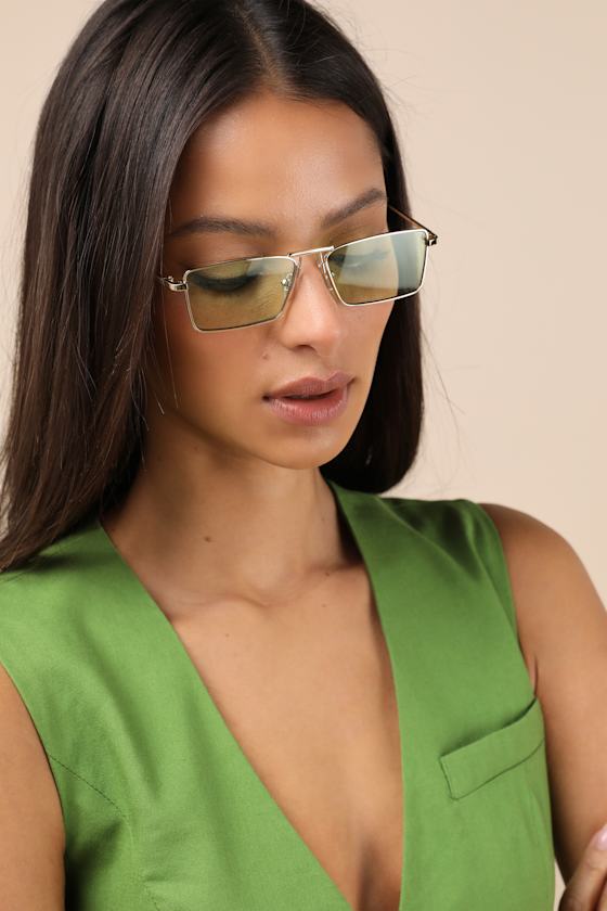 Small Rectangle Sunglasses - Green Sunglasses - Fun Sunglasses - Lulus