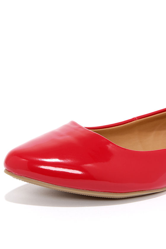 Cute Red Flats - Patent Flats - Pointed Flats - Red Shoes - $18.00