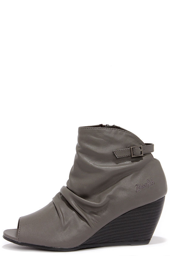 Cute Grey Booties - Peep Toe Booties - Wedge Booties - $49.00 - Lulus