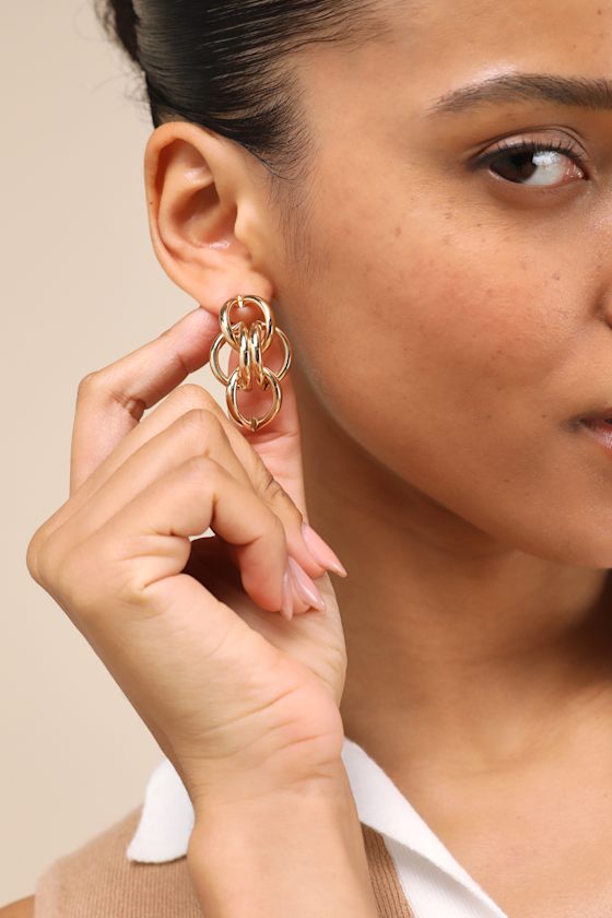 Gold Chain Link Earrings - Gold Earrings - Drop Earrings - Lulus